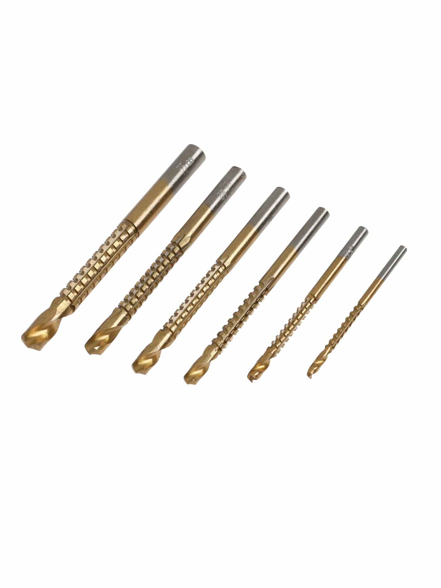 Набор сверл фрезерных универсальных HSS, TiN, цилиндр. хвостовик, 3 - 8 мм, 6 шт.