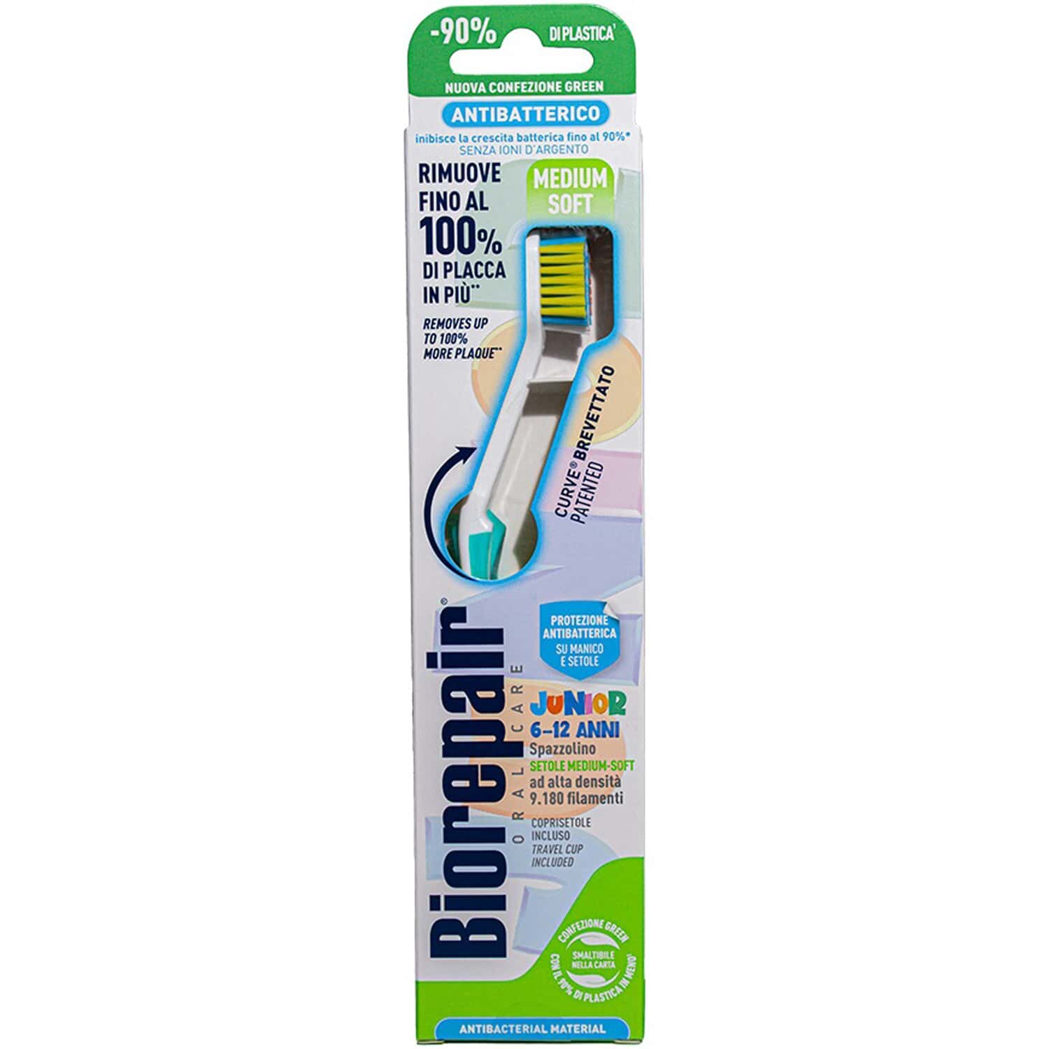 Зубная щетка BIOREPAIR изогнутая детская с 6 до 12 лет CURVE Junior