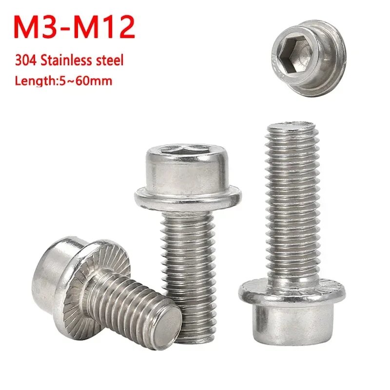 Фланцевые болты из нержавеющей стали 304 M3-M12 M5-10Pcs, 8mm