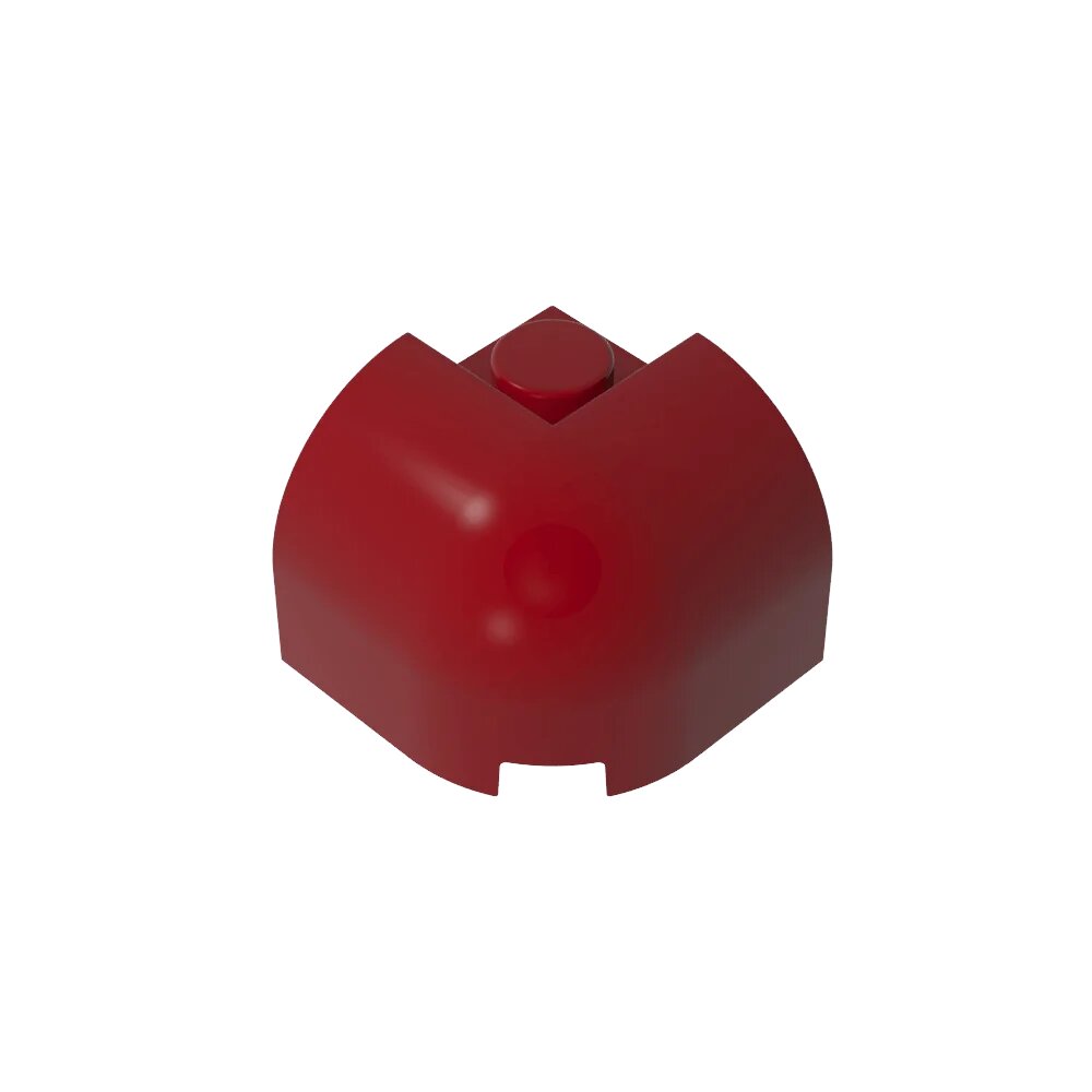 Бордовый пластиковый изогнутый кирпич Gobricks 2x2x1 1/3