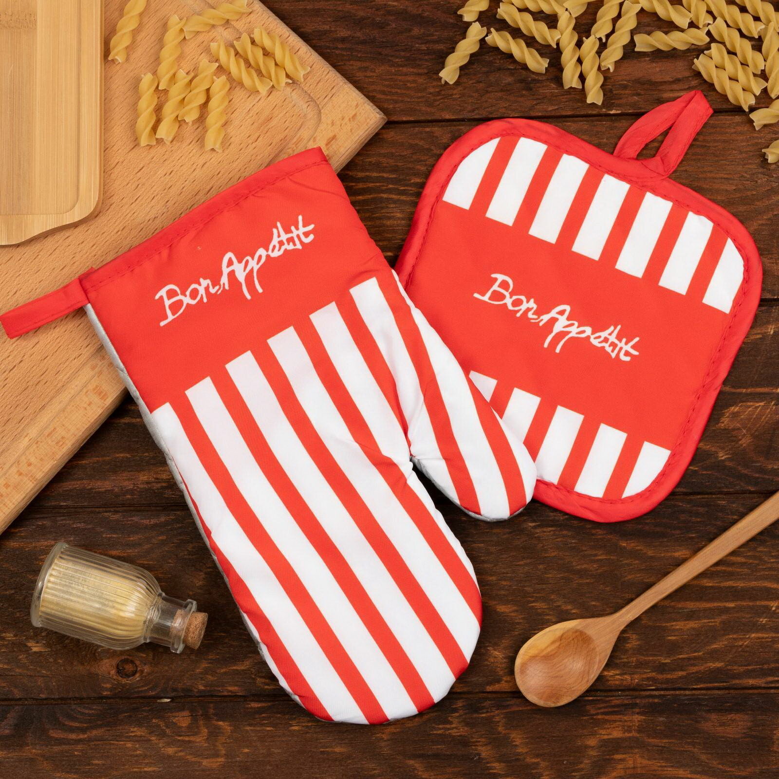 Кухонный набор Bon appetit прихватка 17x17 см, варежка-прихватка 26x16 см, 100% п/э