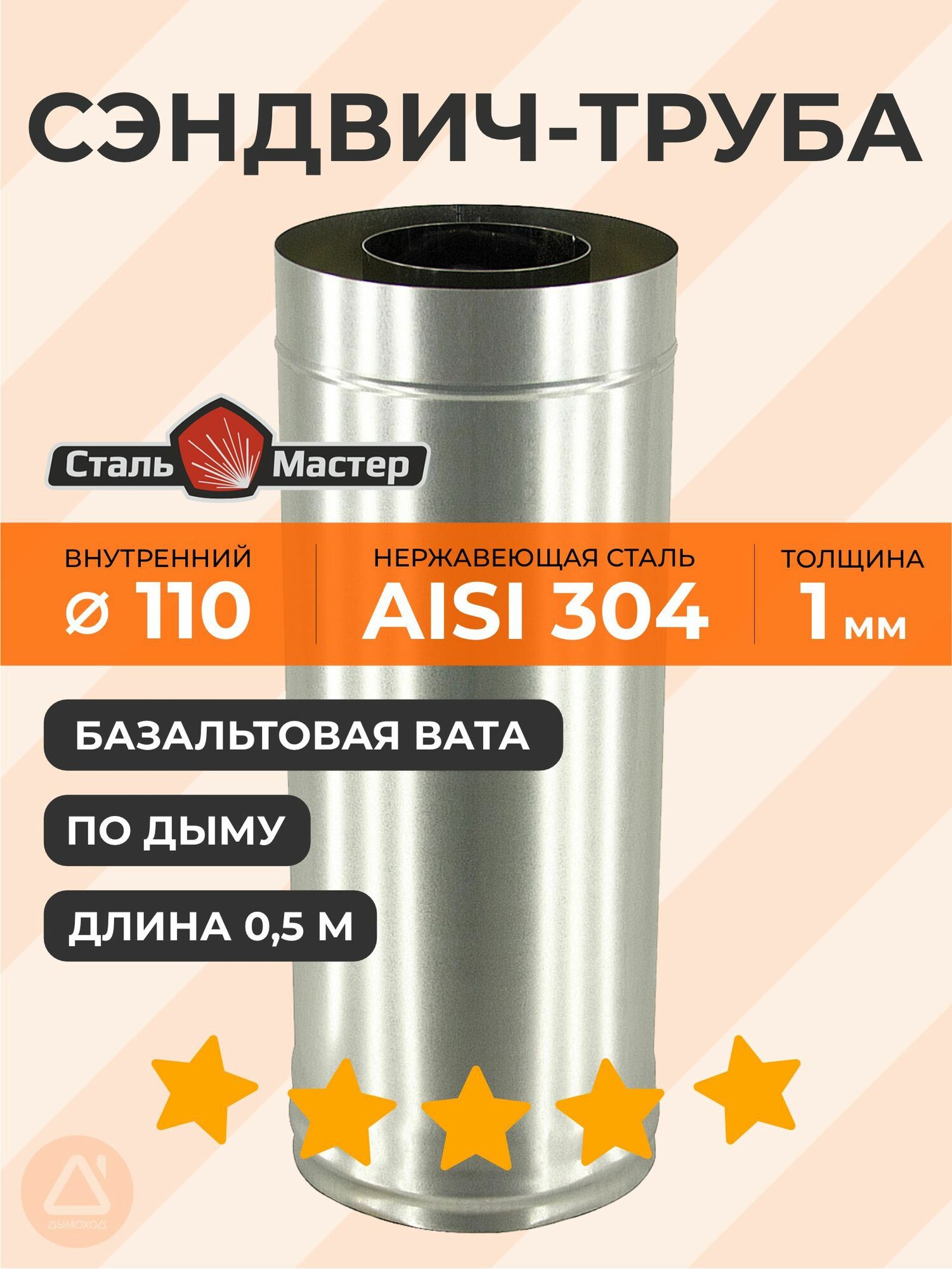 Сэндвич 110 / 200 0,5 м нерж 1 мм (AISI 304) / оц