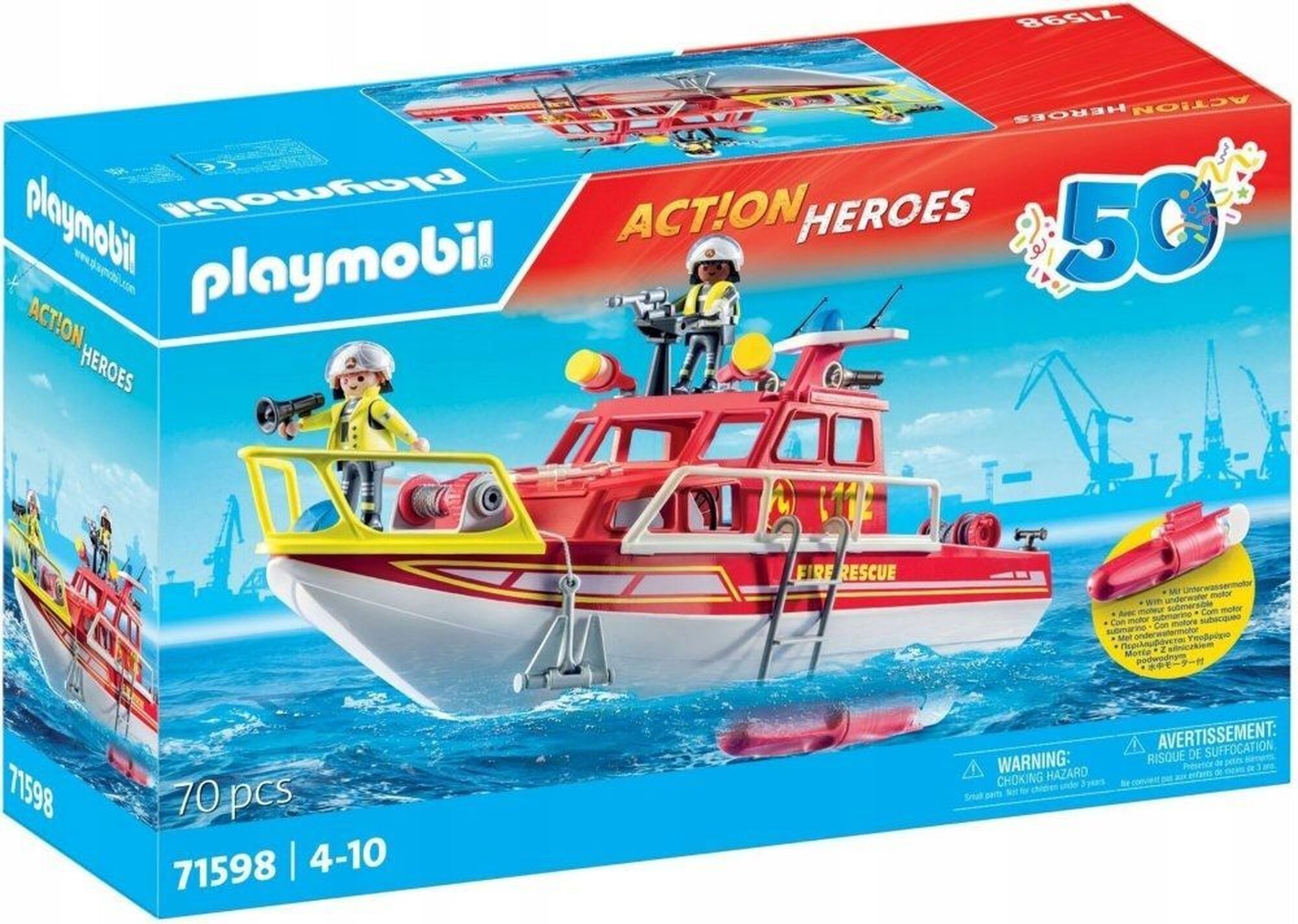Конструктор Playmobil Action Heroes - Спасательный катер пожарной команды - Плеймобиль 71598