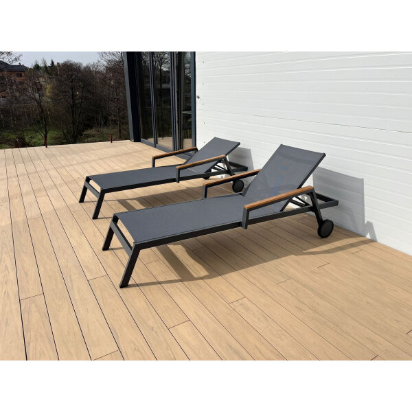 Шезлонг IDEAL PATIO SPONDA, для сада, с подлокотниками, всесезонный, серый — фото 1