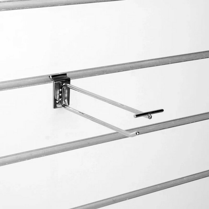 Крючок с ценникодержателем и ценником на экономпанель 100 мм, толщина 5 мм, Хром- 5 шт.