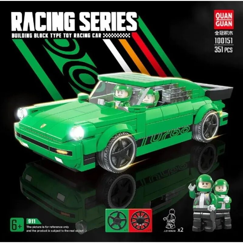 Конструктор машинка Порше 911 зеленый, 351 дет ( набор / подарок для мальчиков и девочек / подарок ребенку)