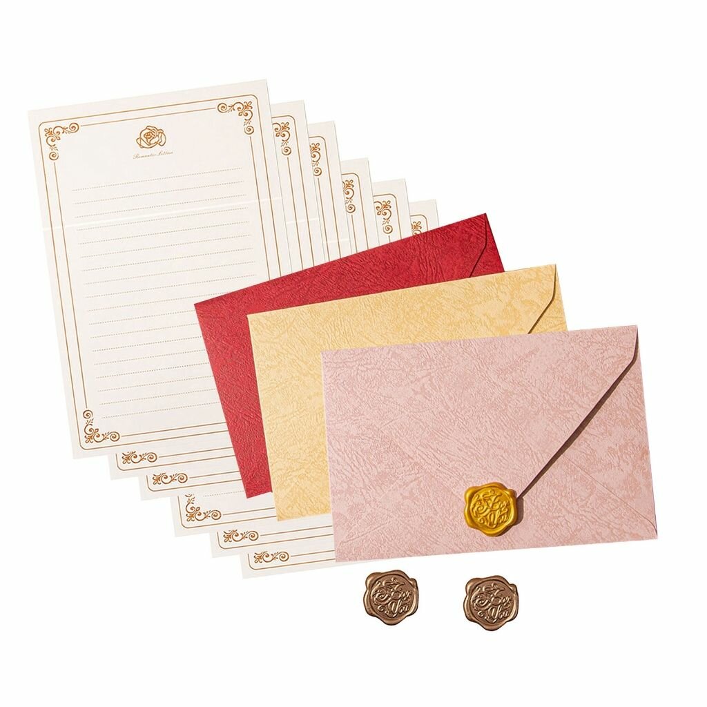Винтажный набор для писем с печатью, Розово-желто-красная смесь