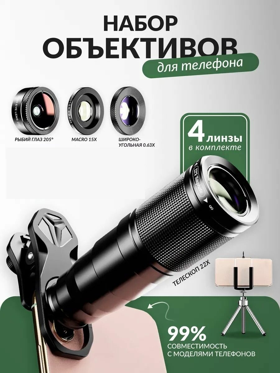 Объективы для смартфонов 4 в 1 с Bluetooth