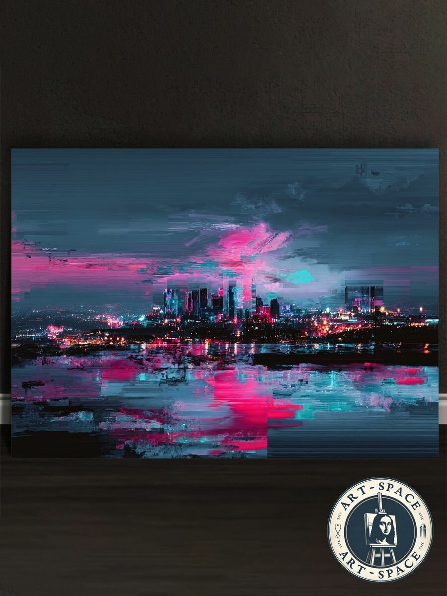 Картина интерьерная горизонтальная - "Город / Пейзаж / Небоскребы" , 40х60 см.