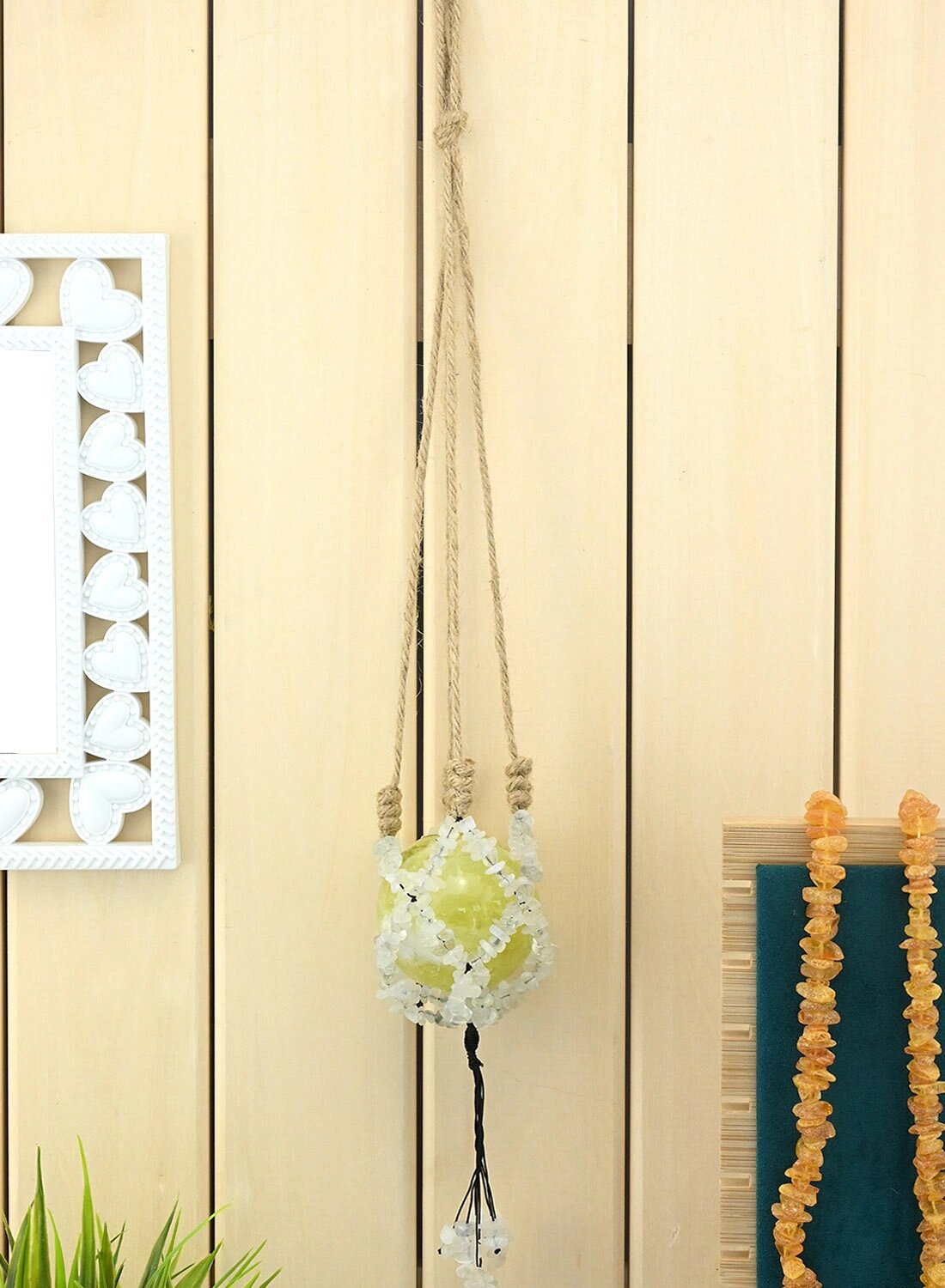 Подвесная корзинка из лунного камня (Адуляр) для Шара, 47см. .