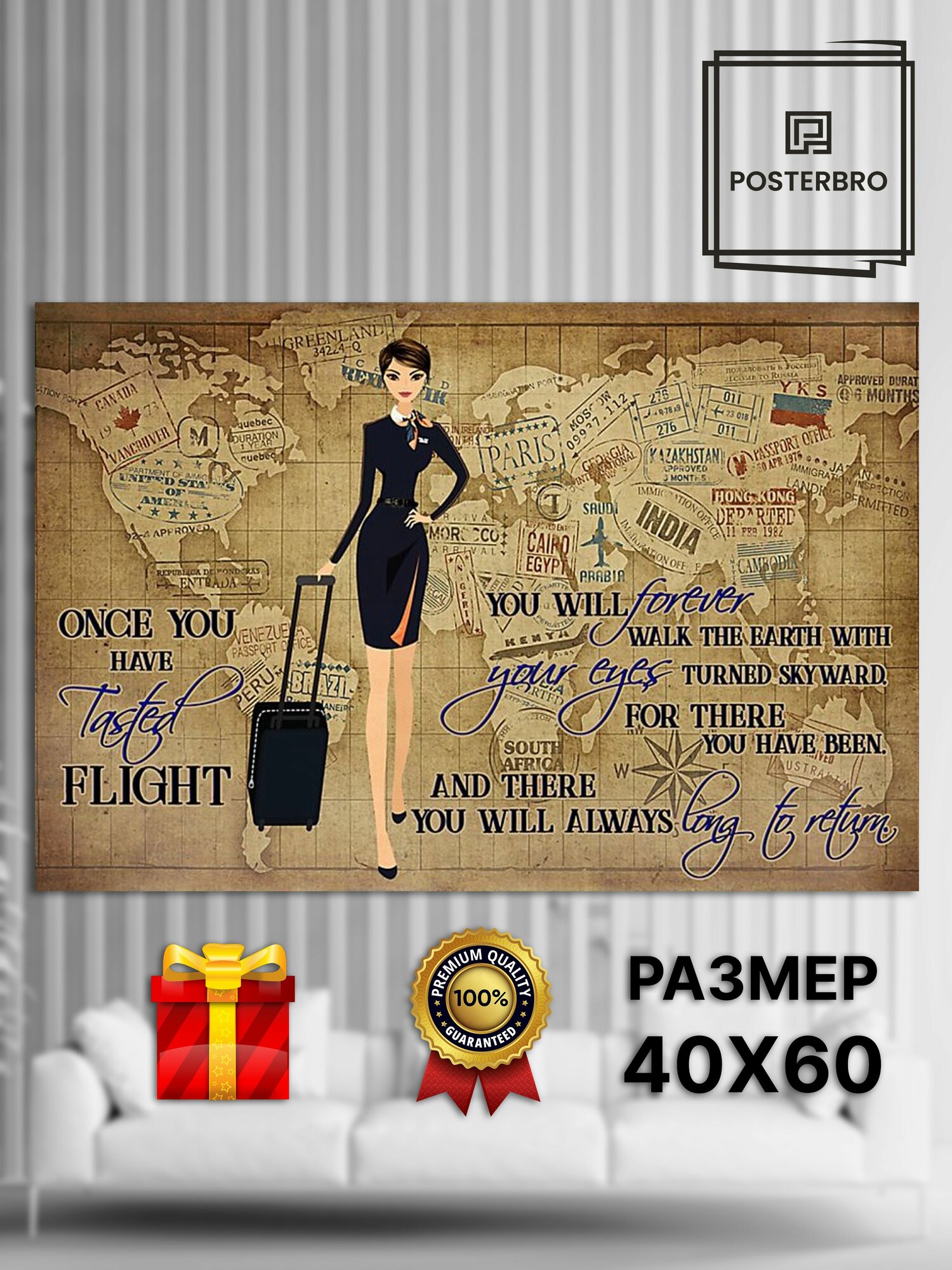 Постер на стену горизонтальный Авиация, 40*60 винтажная картина