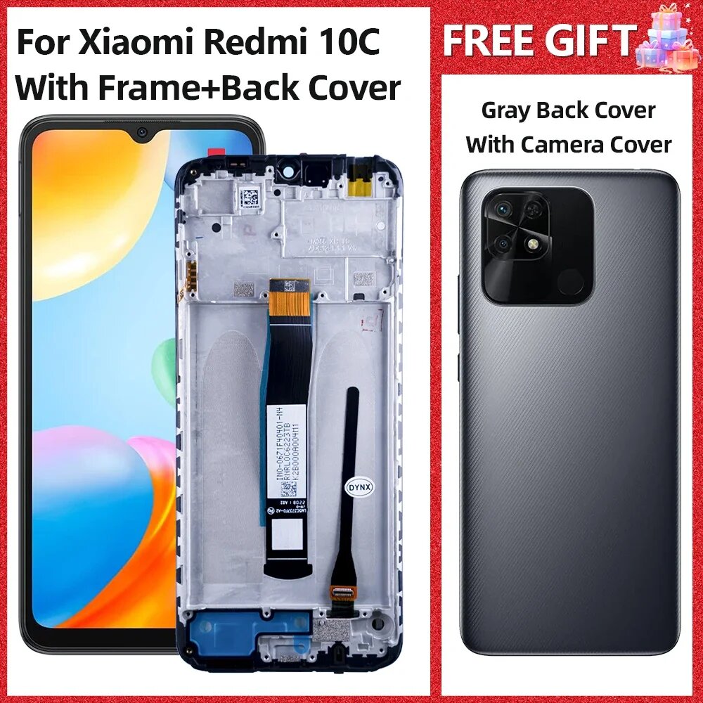 6,71 "10C экран для Xiaomi Redmi 10C ЖК-дисплей с цифровым преобразователем сенсорного экрана в сборе с рамкой для Redmi 10C ЖК-дисплей, запасные части Grey Kit