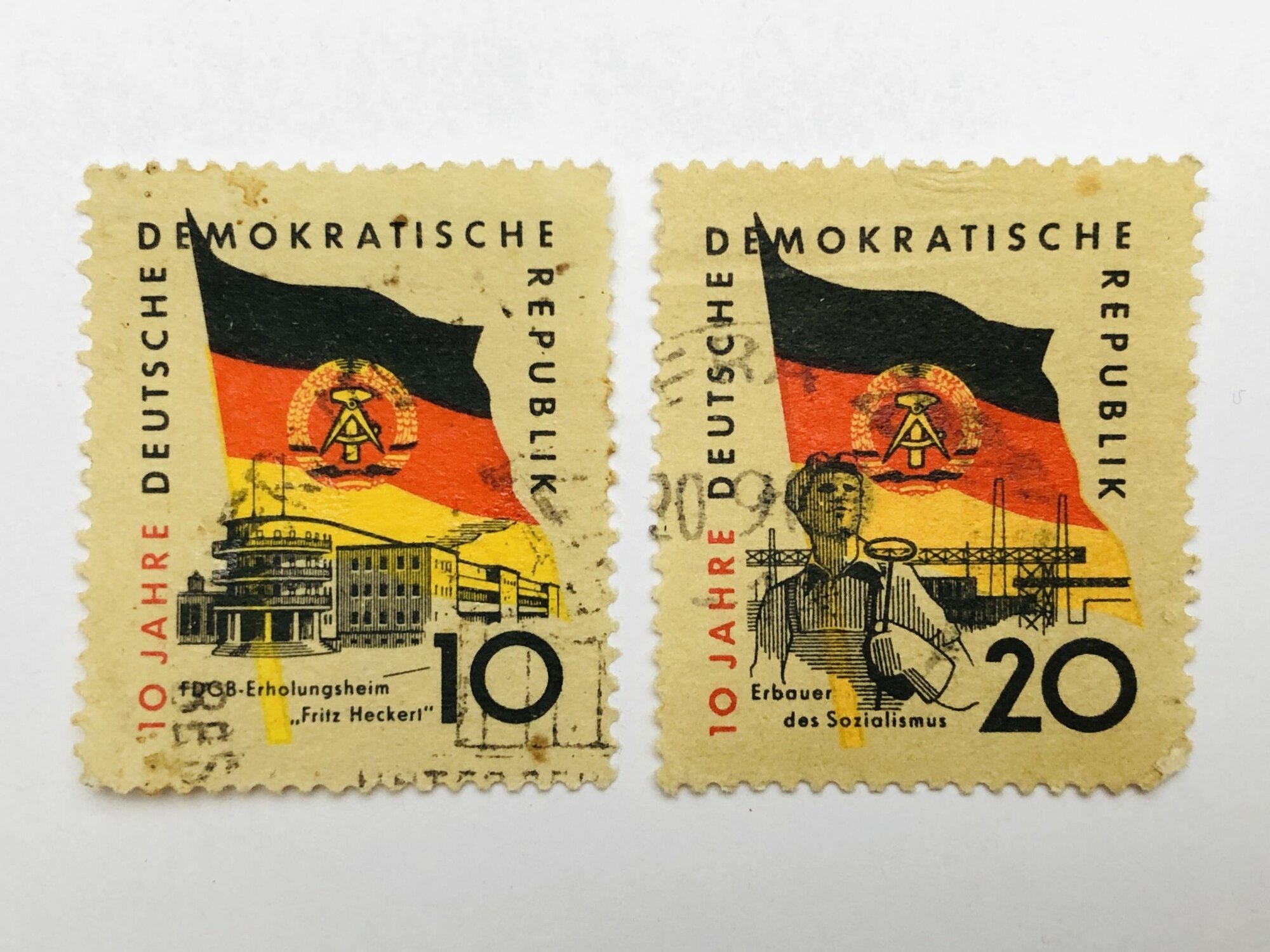 Почтовые марки 10 лет ГДР. Неполная серия. Германия (ГДР). 1959. Гашен