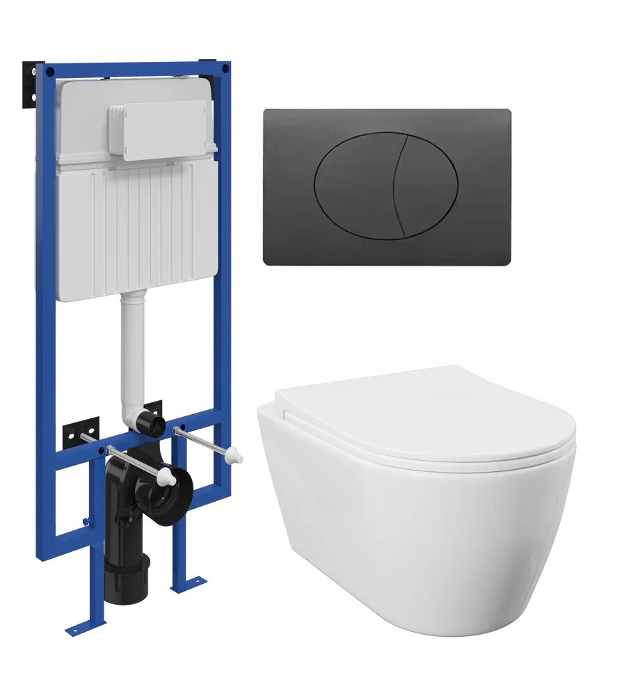 Инсталляция с унитазом комплект 3 в 1 Унитаз подвесной STWORKI Ноттвиль SETK3104-2616-001-1-8000 / Инсталляция 510162 / Кнопка 230858