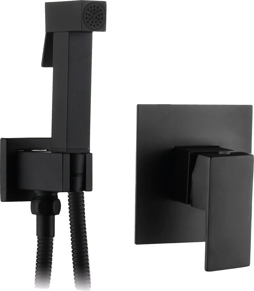 Гигиенический душ Kaiser Sonat 34377-2 встраиваемый, скрытого монтажа, со смесителем, черный, матовый, латунь, рычажный, смеситель для биде