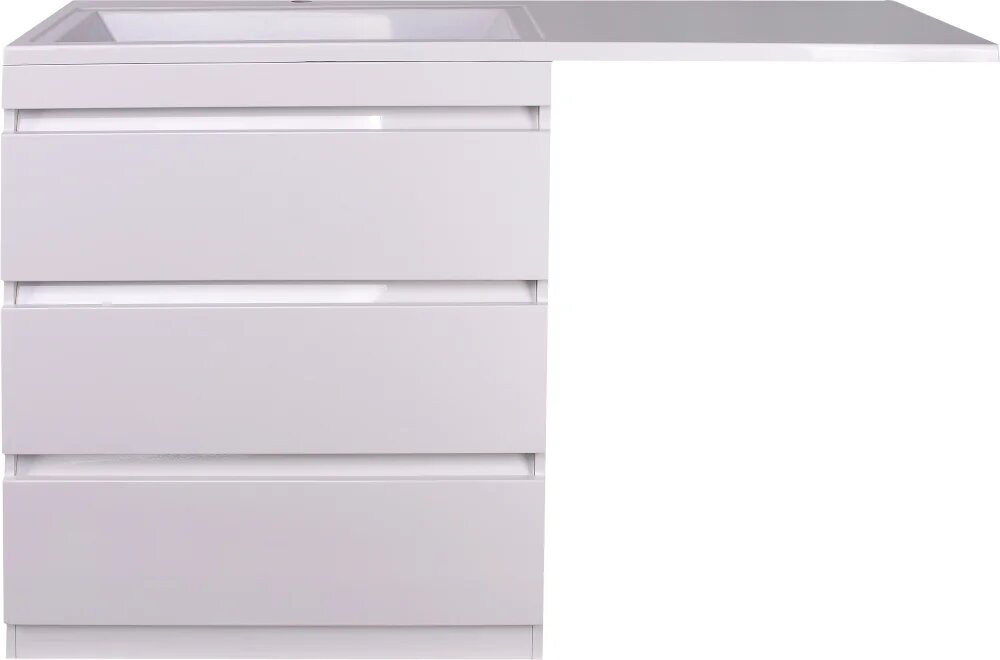 Тумба под раковину без столешницы Style Line Даллас 140 напольная, белая, глянцевая, из МДФ, тумба для ванной, с ящиками, с доводчиками