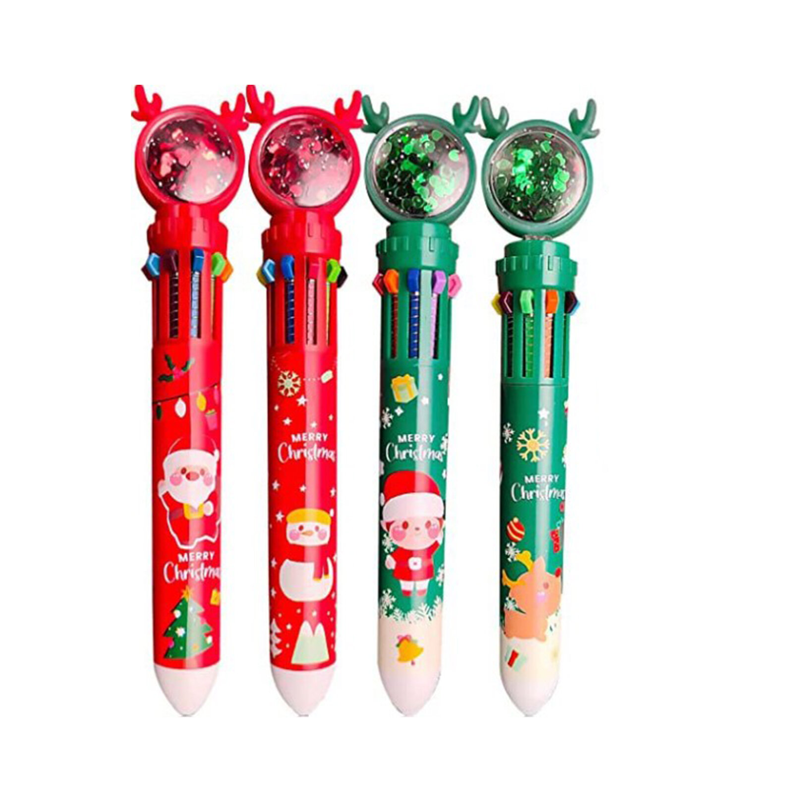 Рождественские Разноцветные Шариковые Ручки 0,5 мм Выдвижные Канцелярские Принадлежности для Офиса, Подарок Школьнику, Наполнители для Чулок, 4 Упаковки