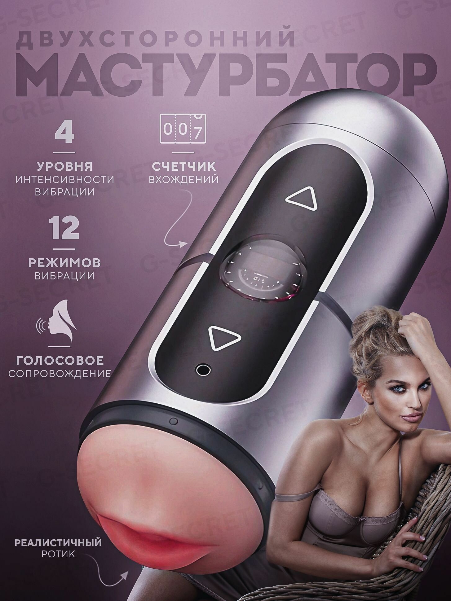 Мастурбатор мужской автоматический резиновая вагина рот 18+