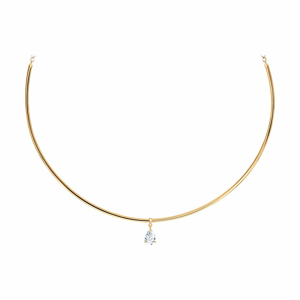 Колье, красное золото, 585 проба, бриллиант выращенный