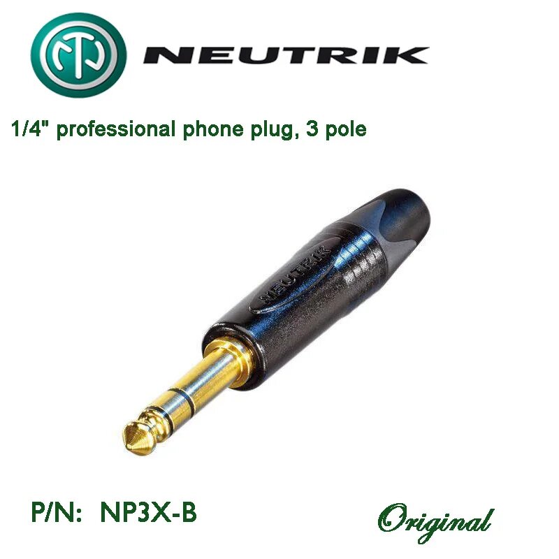 Neutrik NP3X-B 1/4" 3-полюсный телефонный штекер, 20шт