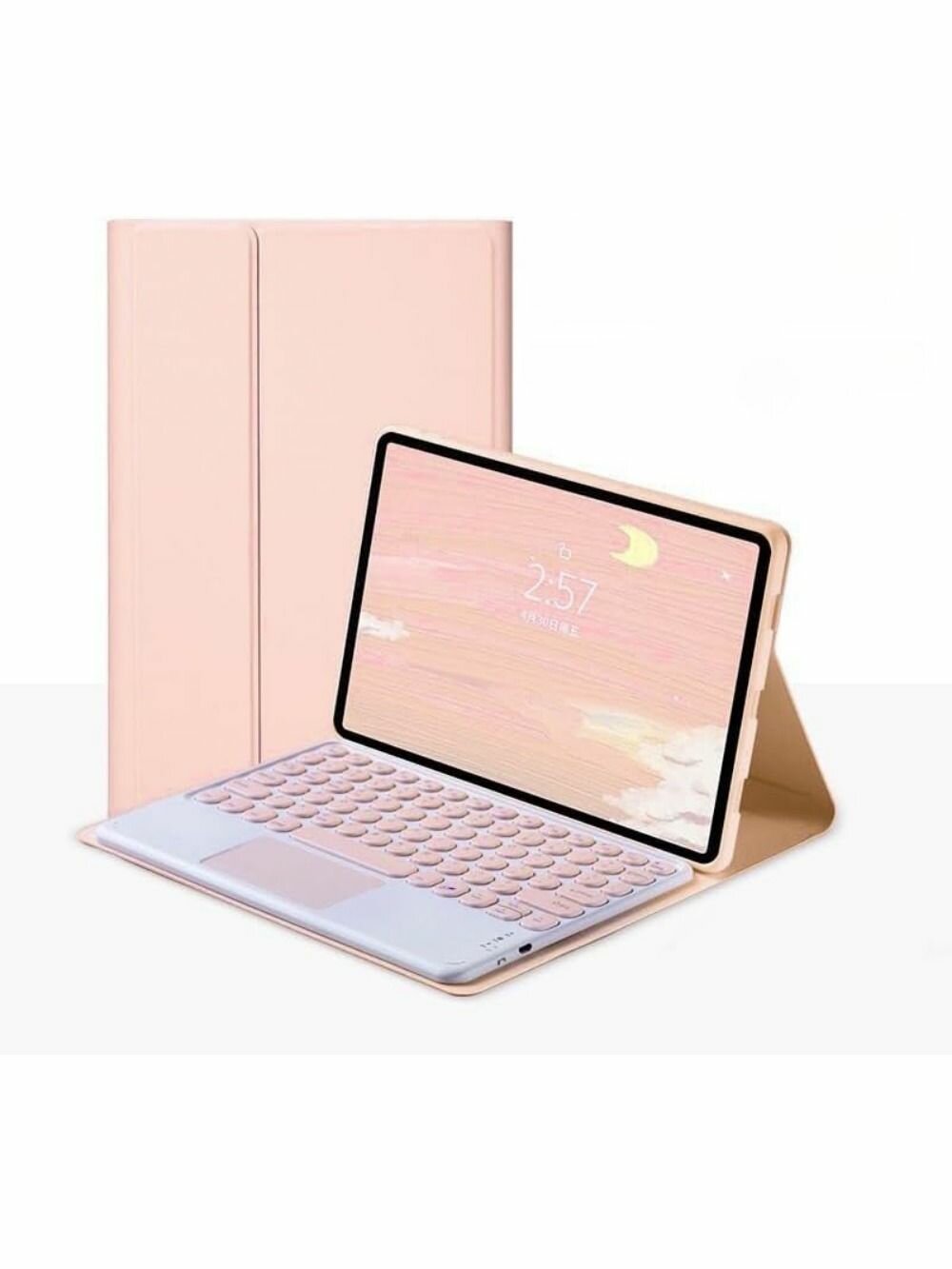 Чехол для русской беспроводной Bluetooth-клавиатуры Lenovo IdeaTab Pro 12.7(2025), круглые колпачки для клавиш, Съемный дизайн, с сенсорной панелью Smart Touchpad и защитным чехлом