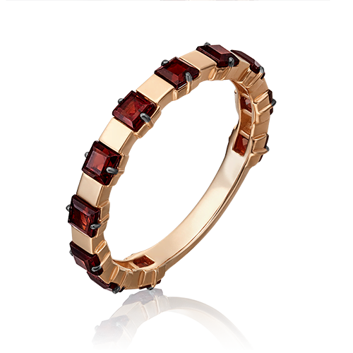 Кольцо, красное золото, 585 проба, гранат