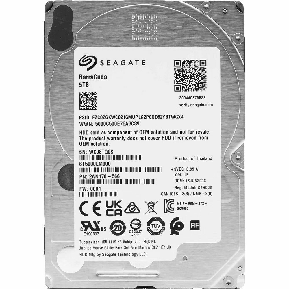 Seagate Жесткий диск 5TB BarraCuda ST5000LM000