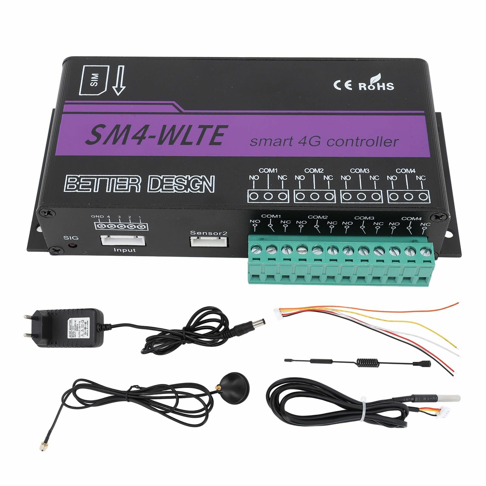 4G SMS-контроллер сигнализации, 4-канальный доступ к мобильному телефону, веб-приложение, система мониторинга сбоев питания термопары PT100