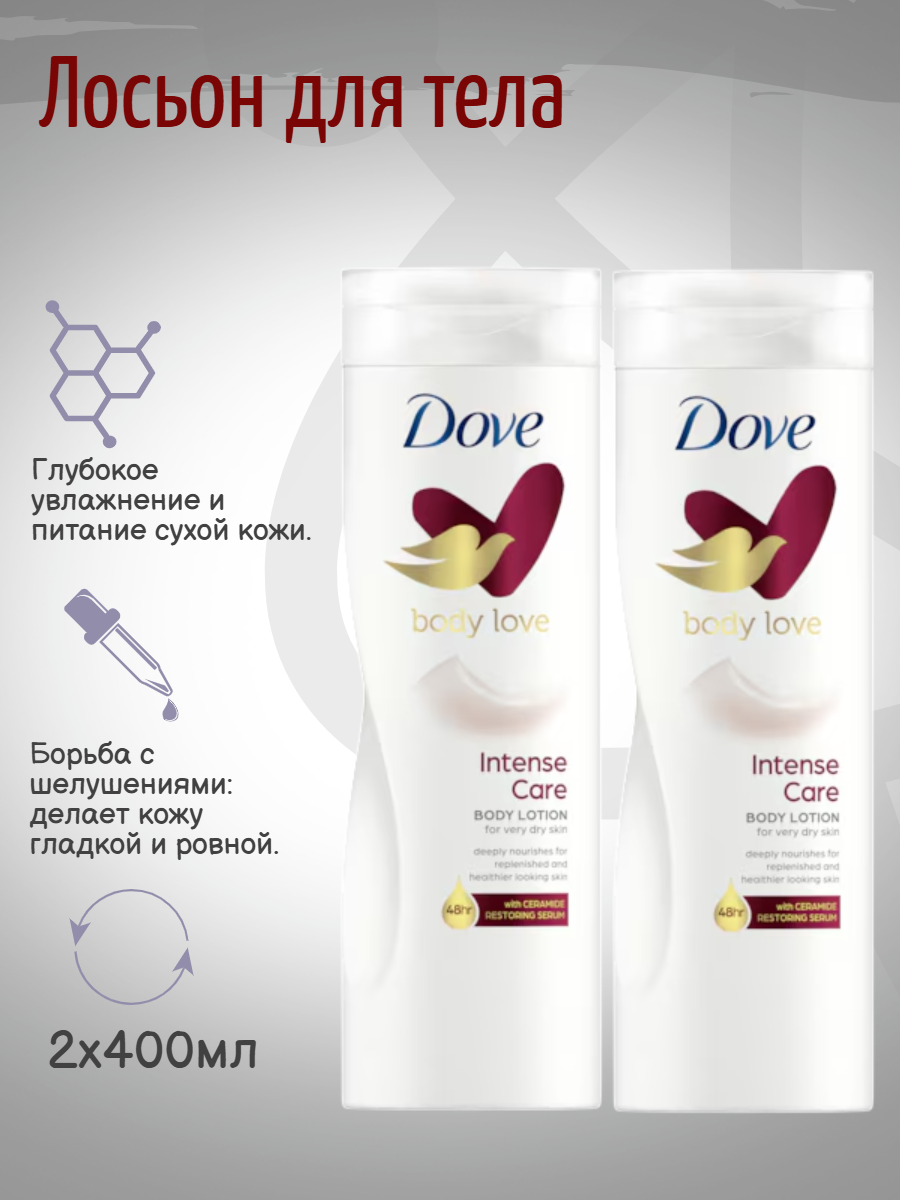 DOVE Лосьон для тела питательный для сухой кожи Intensive Care с пантенолом 400 мл 2шт