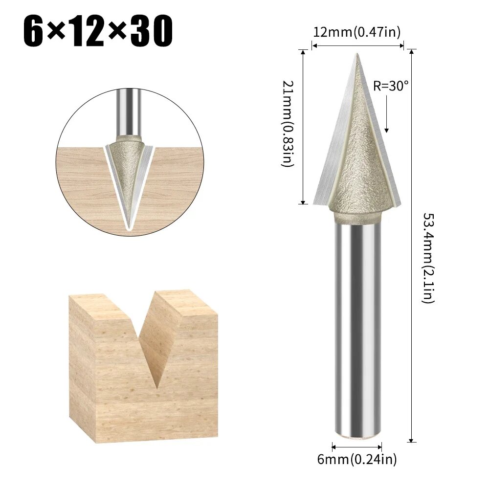 6 мм 1/4 "хвостовик 30 градусов наклонная фреза долбежный резак резьба гравировальный 6x12x30mm
