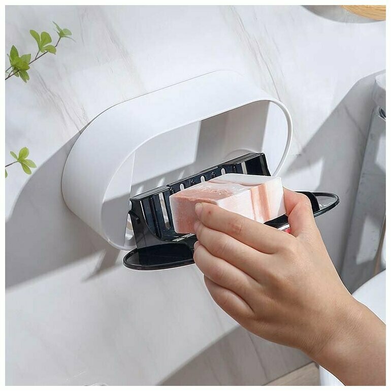 Мыльница настенная "ecoco", самоклеящаяся, для кухни и ванны, на одно мыло, чёрная