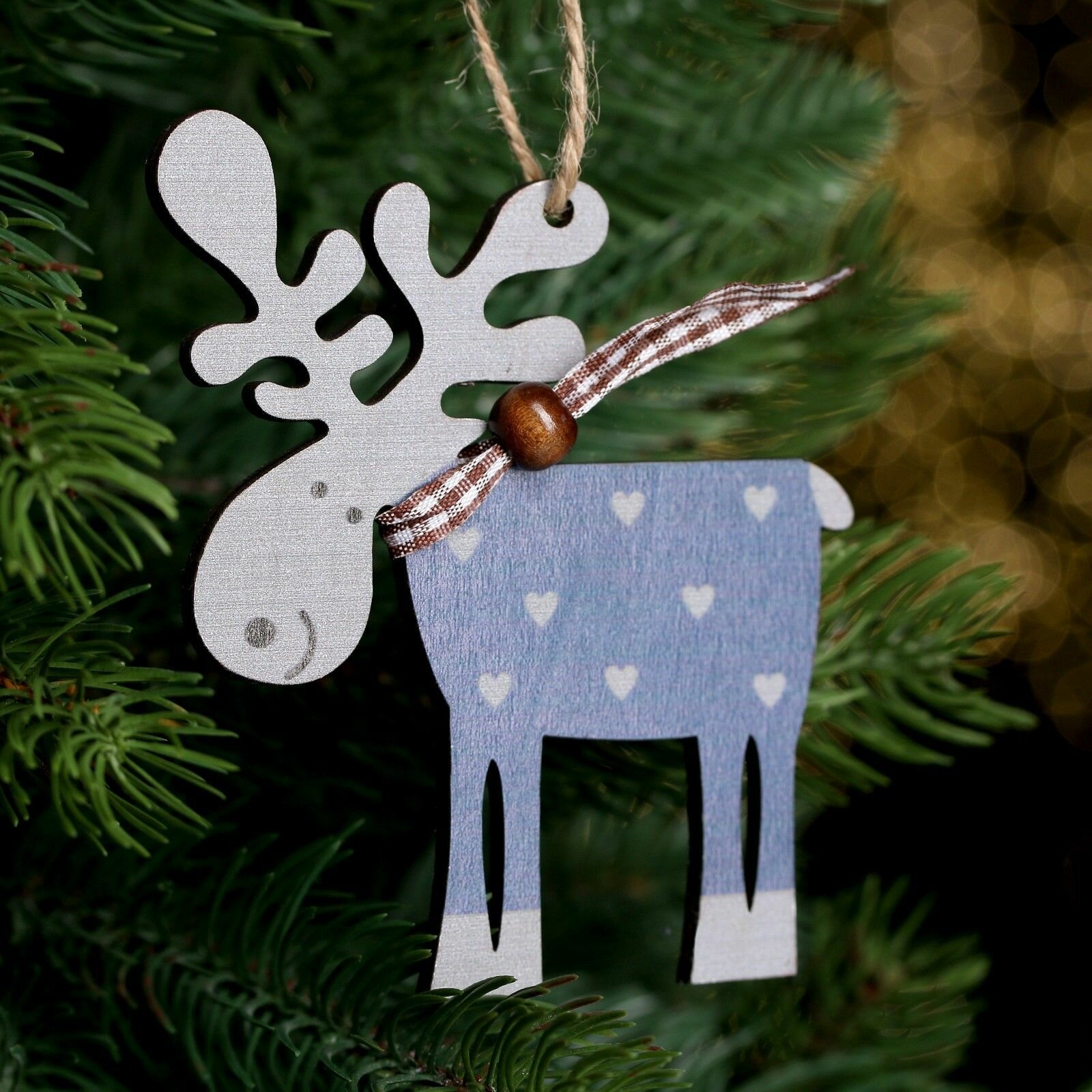 Деревянная елочная игрушка "Смешной олень", подвеска-фигурка для праздничного интерьера, декор на Новый Год, микс