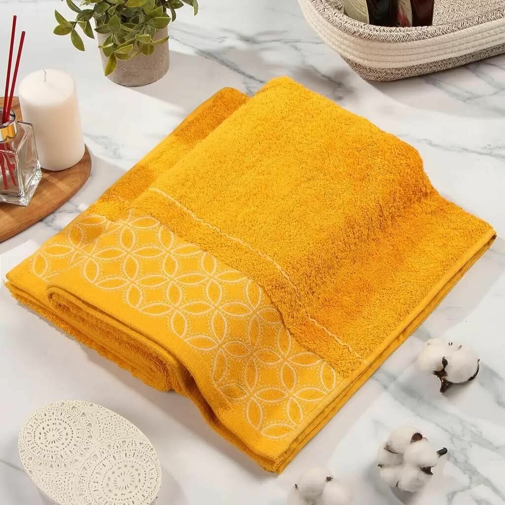 Банное полотенце Silvano "Фелиция", 70х140 см, 100% хлопок, 550 г/м2, цвет Горчица, Узбекистан