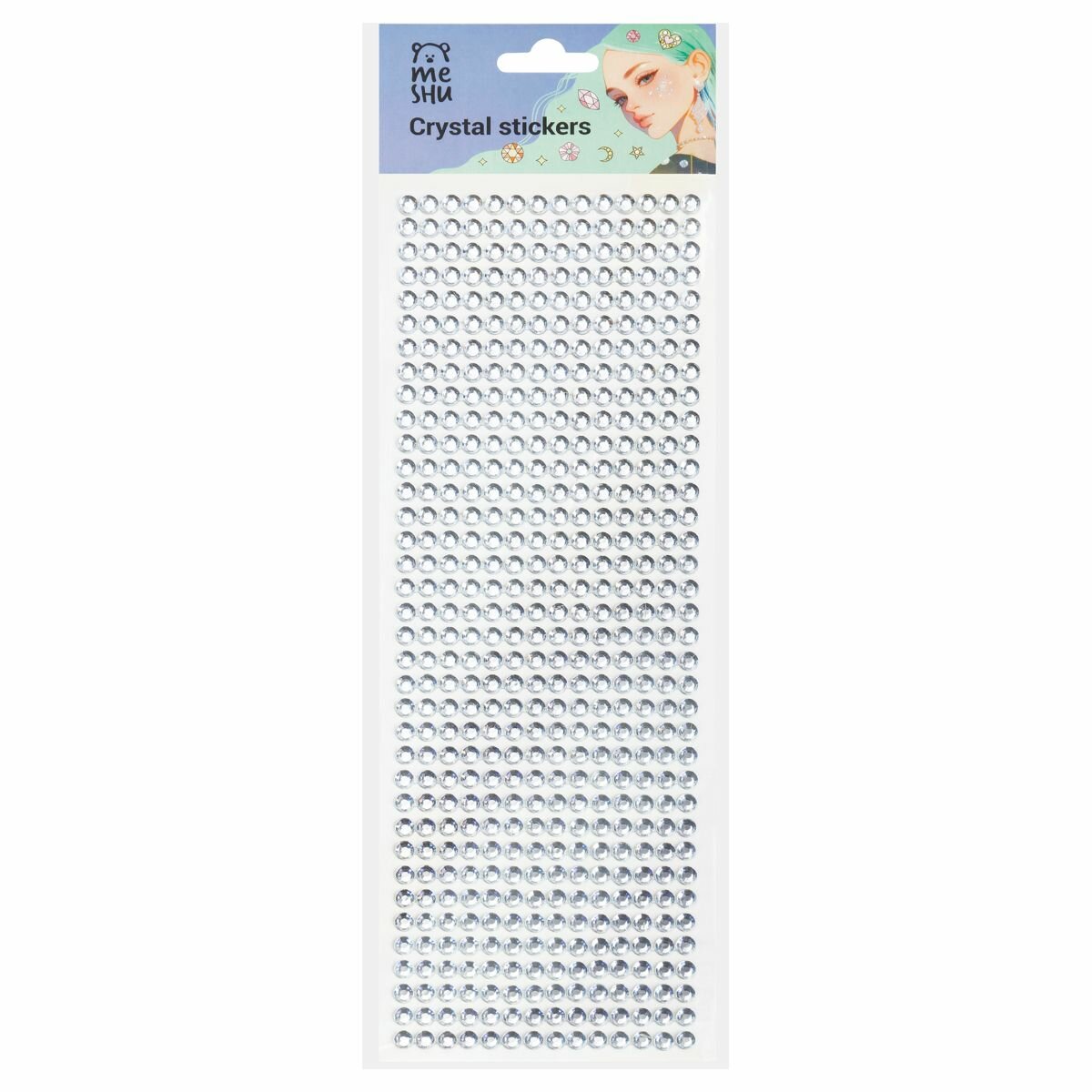 10 шт. Стразы самоклеящиеся для творчества MESHU "Silver stripes" 504 наклейки, инд. уп, европодвес