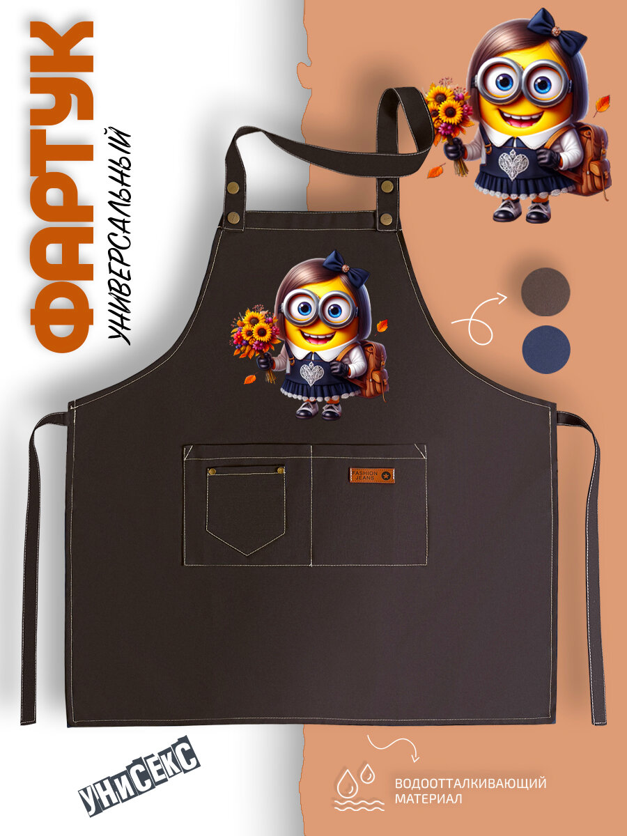 Фартук кухонный с Миньоном Minion школа универсальный с принтом поварской