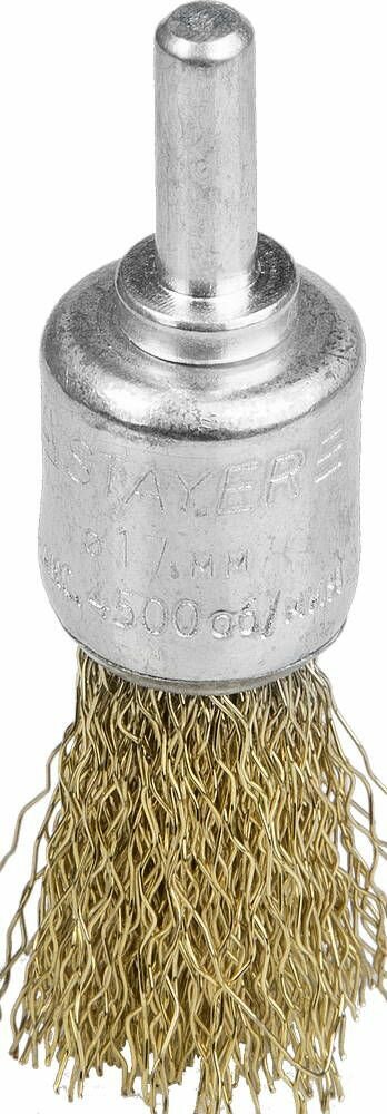 Щетка кистевая STAYER, витая стальная латунированная, проволока 0.3 мм, 17 мм, для дрели 35113-17