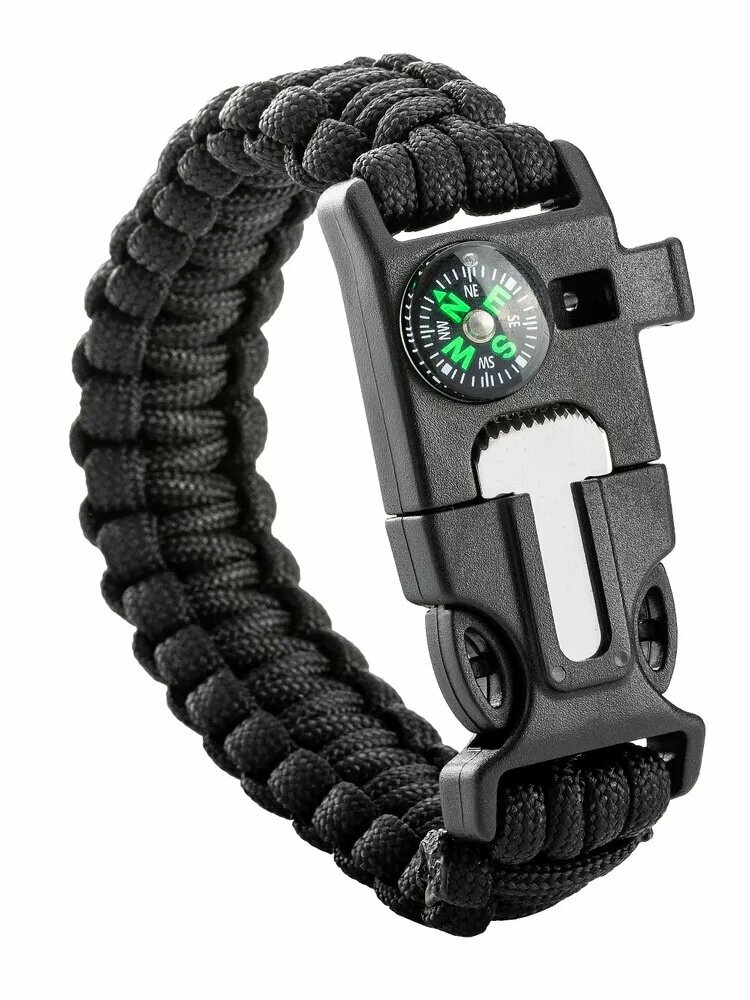 Браслет для выживания тактический 5 в 1 (черный)