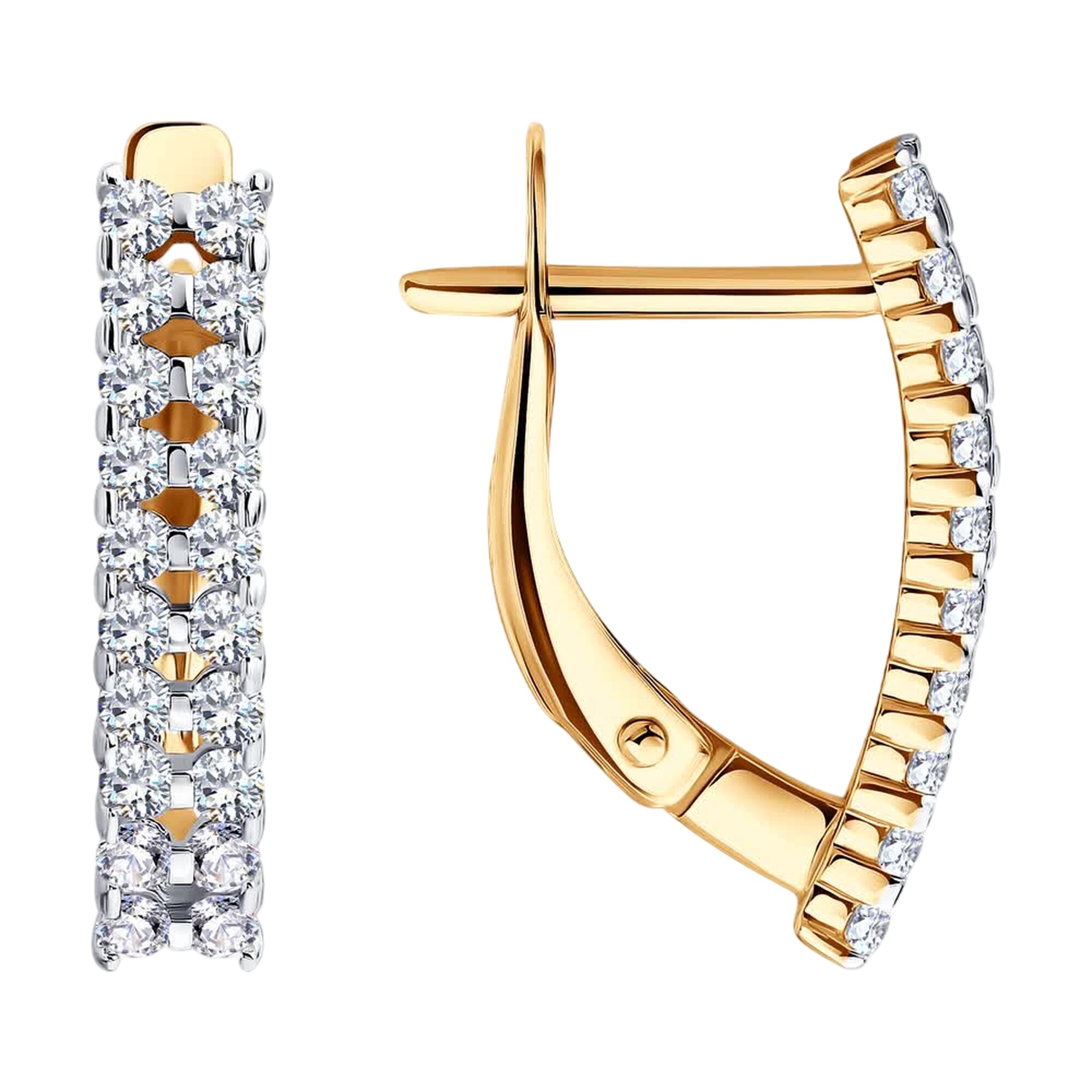 Серьги Diamant online, красное золото, 585 проба, фианит