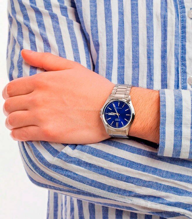 Наручные часы CASIO Collection, серебристый/синий — фото 1