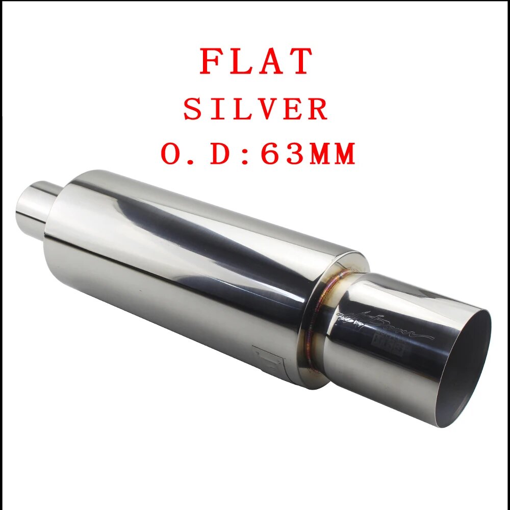 Автомобильный Стайлинг, выхлопная система, хвост трубы, универсальный гоночный глушитель, глушители из нержавеющей стали от 63 или 76 до 101 мм, серебристые, FLAT Silver 63MM
