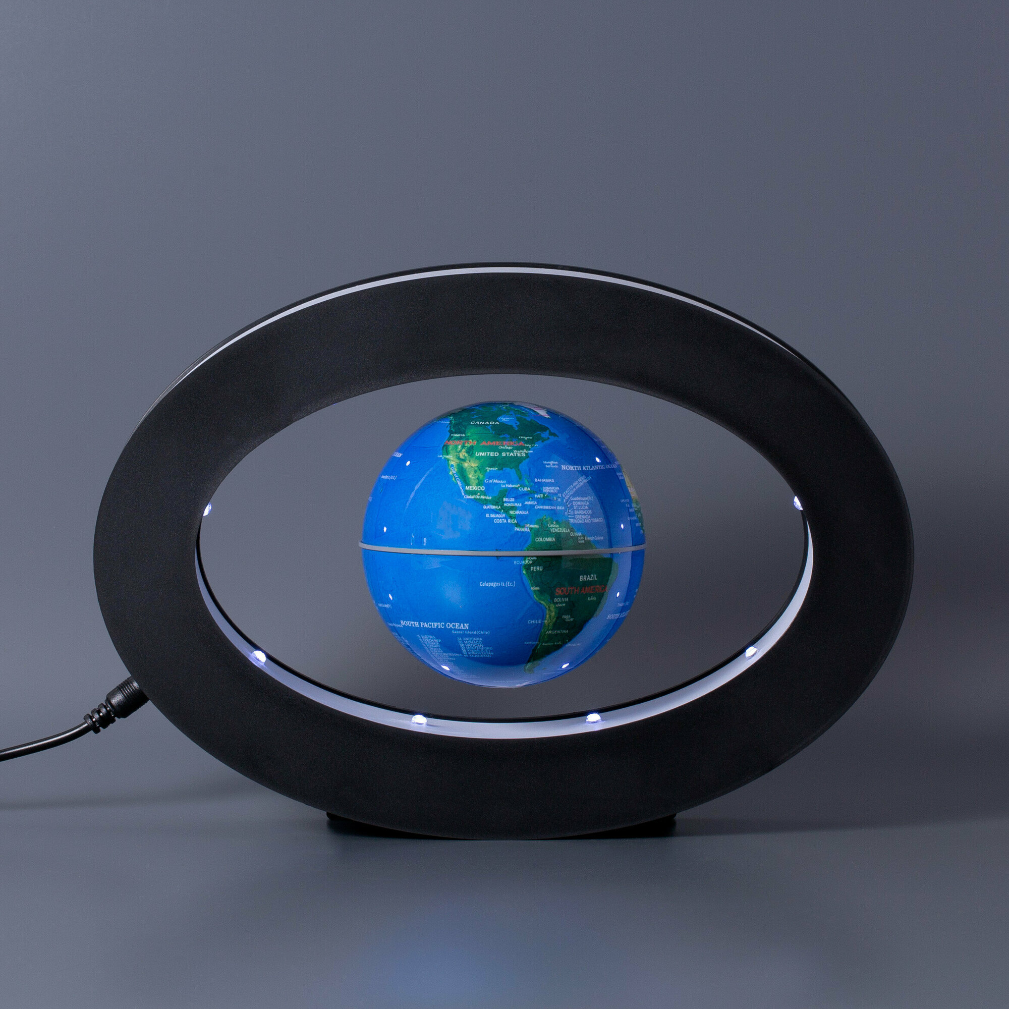 Глобус , левитирующий, с RGB-подсветкой, настольный, синий, D-9см