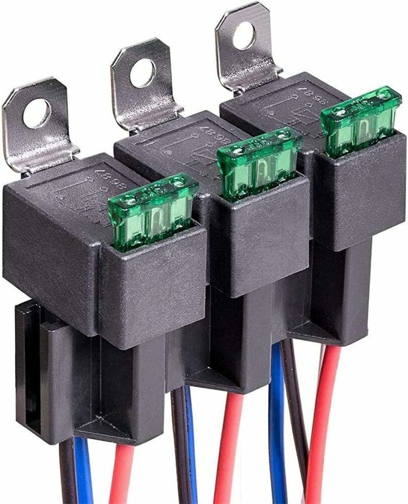 Автомобильное реле постоянного тока 12 В, автомобильное реле 16AWG с цветным жгутом проводов, 4-контактное автомобильное реле, реле стартера для автомобиля с высокой нагрузкой и встроенным предохранителем 30 А QttvbTna