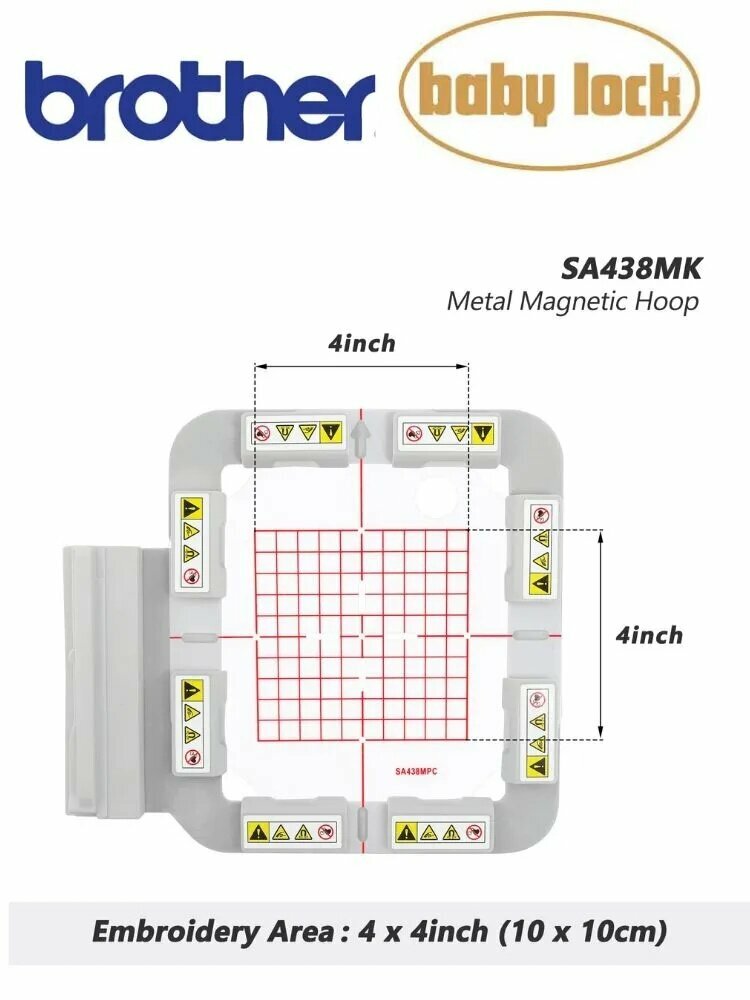 Новые магнитные пяльцы для вышивальной машины SA438 с областью вышивания 4x4 дюйма (10x10 см) для машин Brother Innovis NQ3600D V7 V3