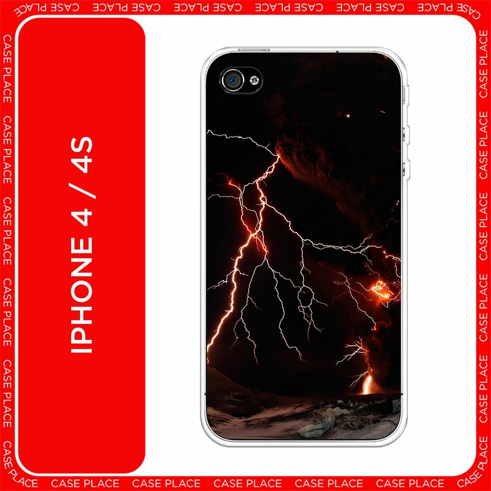 Чехол на Apple iPhone 4/4S / Айфон 4/4S с принтом "Молния 4"