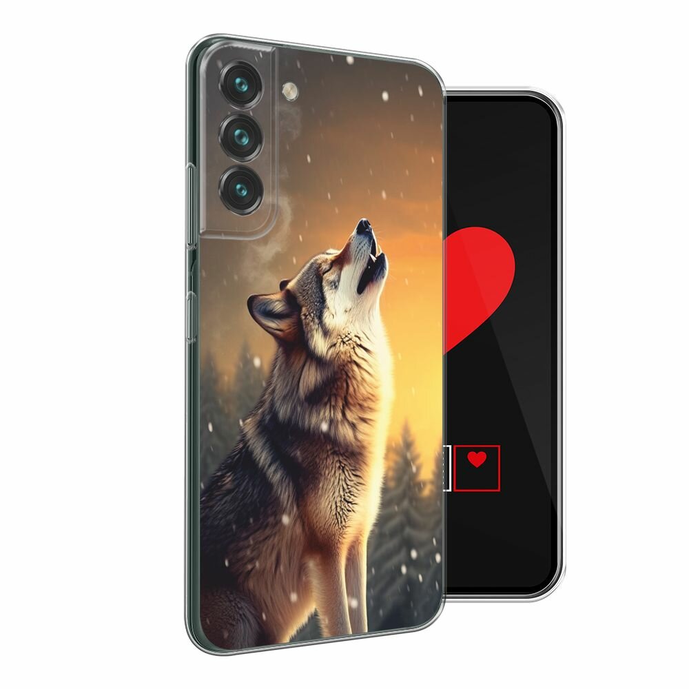 Чехол на Samsung Galaxy S22 / Самсунг Галакси S22 с принтом "Воющий волк" — фото 1