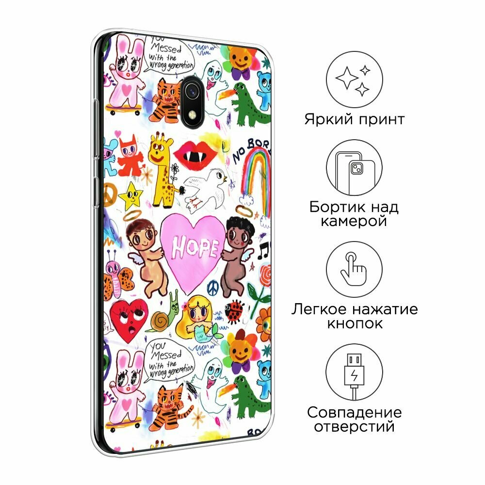 Чехол на Xiaomi Redmi 8A / Сяоми Редми 8А с принтом "Милые рисунки" — фото 1