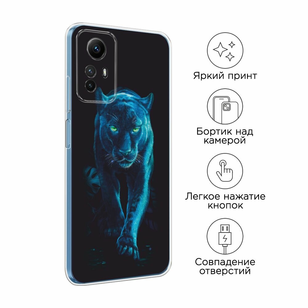Чехол на Xiaomi Redmi Note 12S / Сяоми Редми Ноут 12S с принтом "Пантера в лунном свете" — фото 1