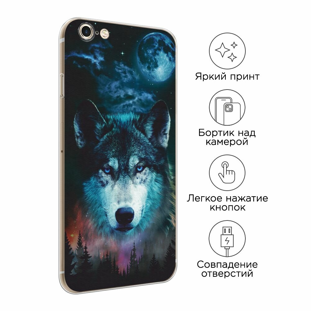 Чехол на Apple iPhone 6 Plus/6S Plus / Айфон 6 Плюс/Айфон 6С Плюс с принтом "Лунный волк" — фото 1