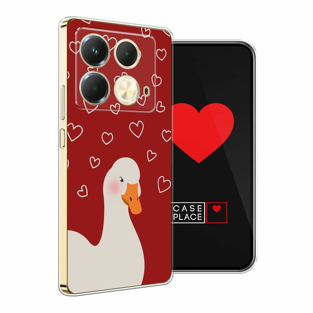 Чехол на Infinix Note 40 / Инфиникс Нот 40 с принтом "Влюблённый гусь 1 - 14 февраля" — фото 1