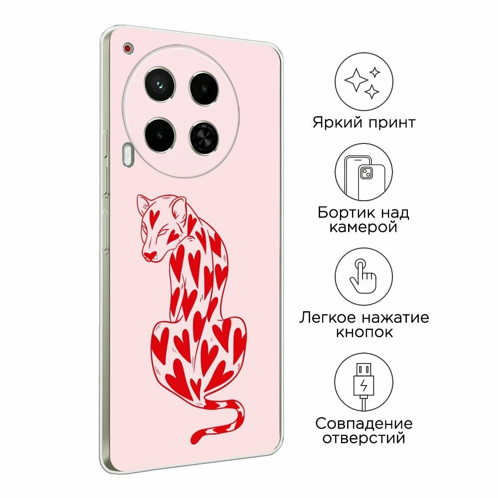 Чехол на Tecno Camon 30 5G / Текно Камон 30 5G с принтом "Heart panther 1 - 14 февраля" — фото 1